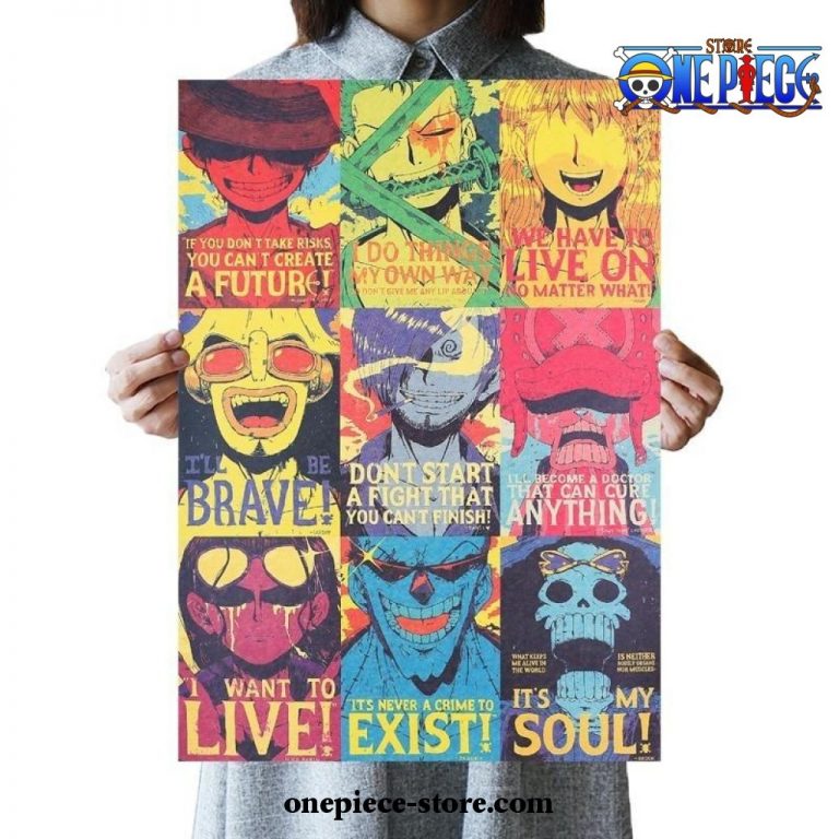 One Piece Characters Retro Kraft Paper Poster Bar Cafe Poster - One ...